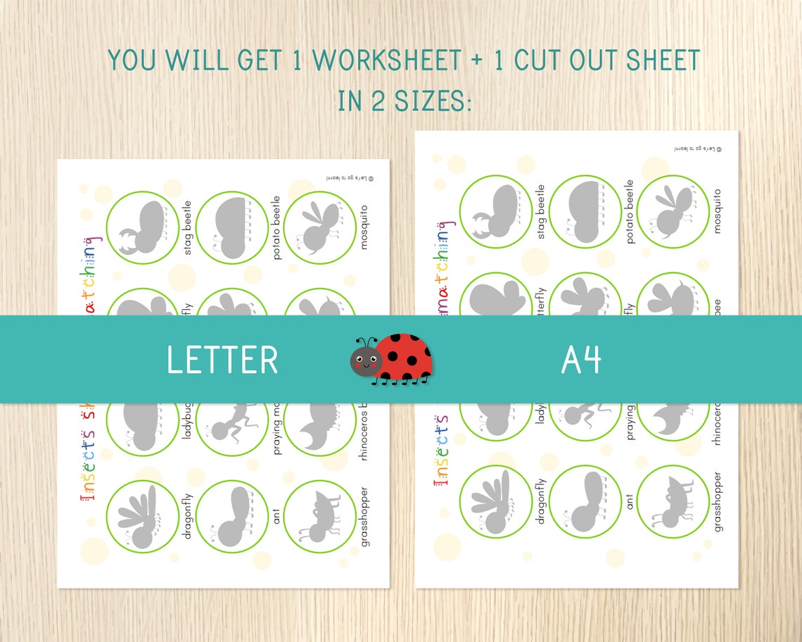 Insects Matching Game - Shadow Matching Activity - Toddler, Preschool ...
