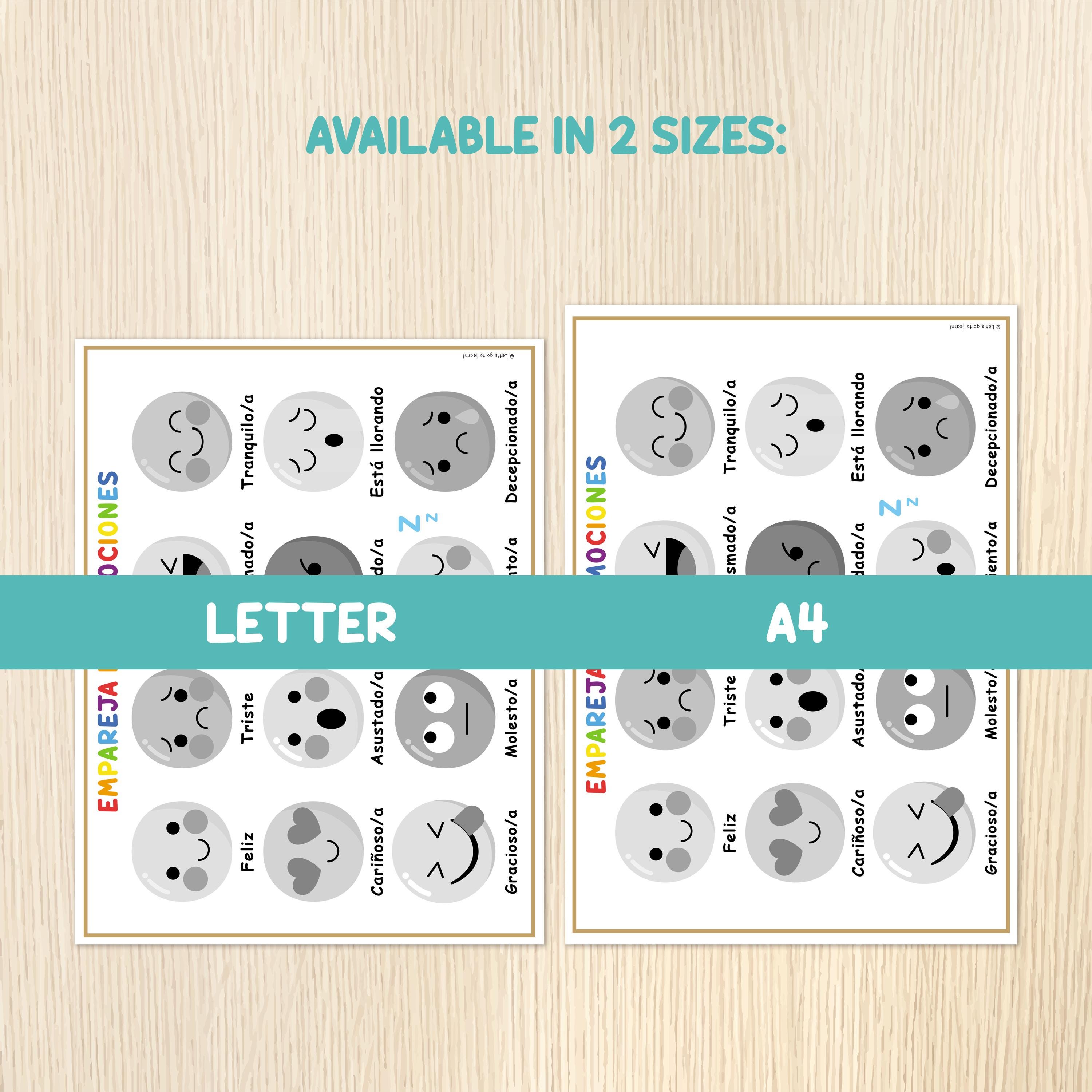 Emotions Matching Activity for Kids in SPANISH - Toddler, Preschool ...