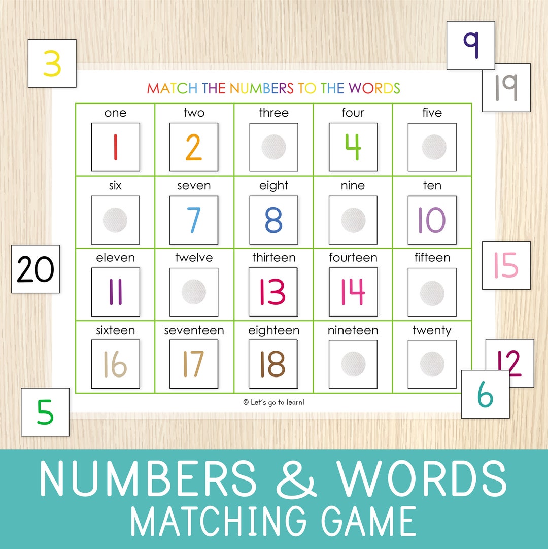 Number Matching Game, Numbers 1-20, Numbers Worksheet, Math Centers ...