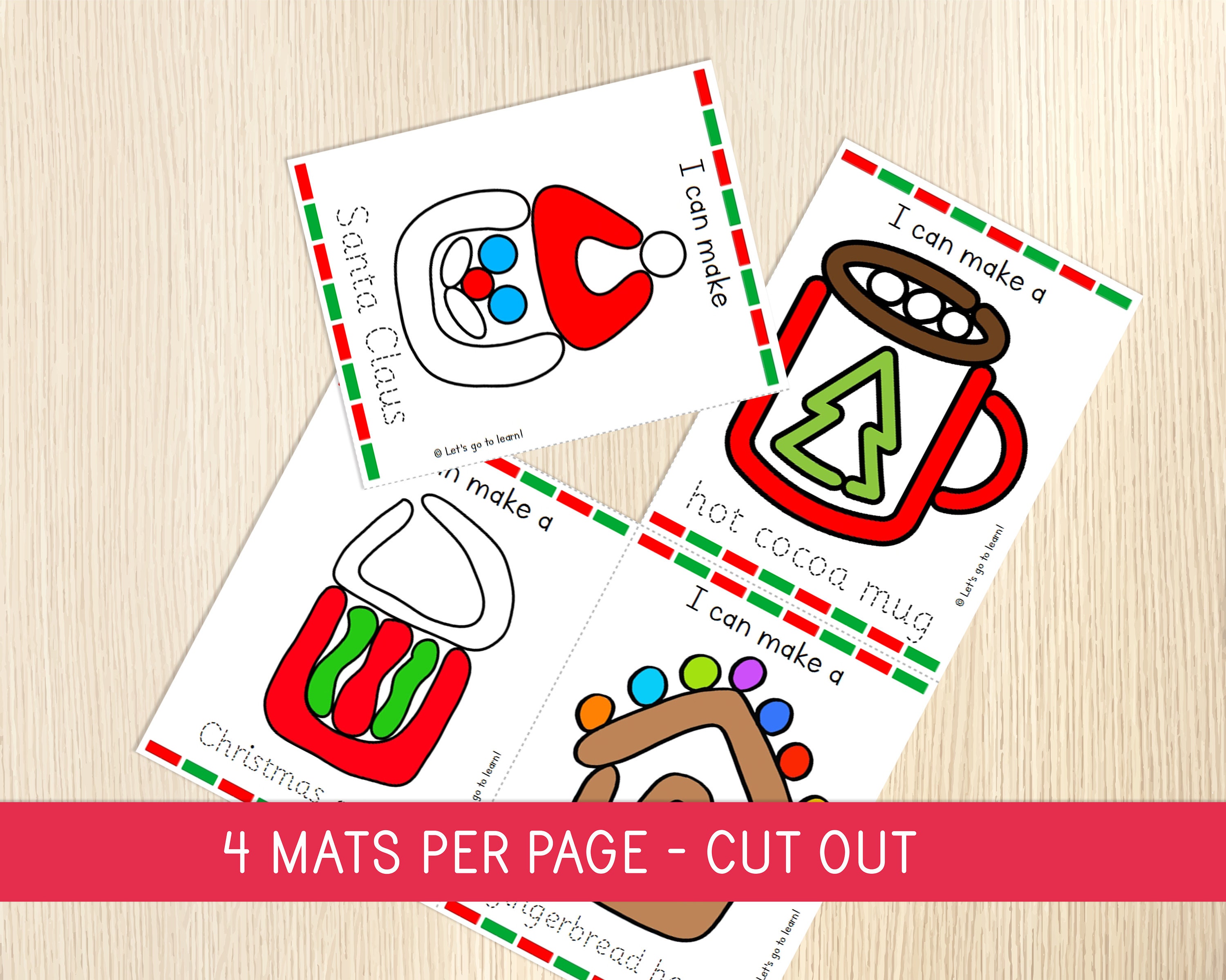 Christmas Playdough Mats, 40 Visual Cards, Play Doh, Toddler Activity ...