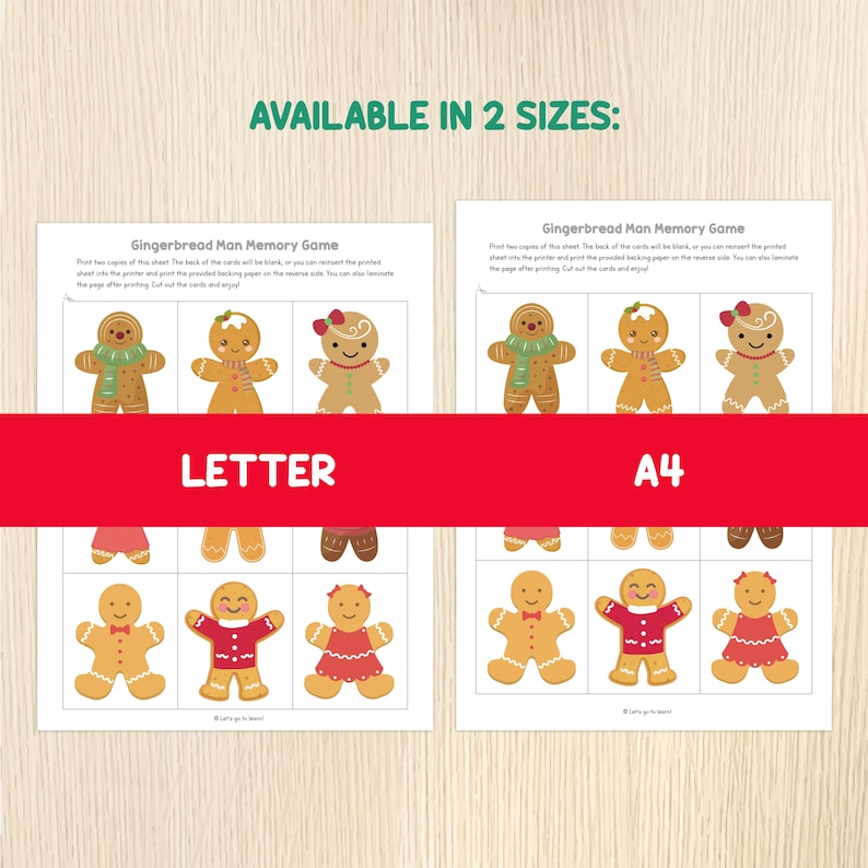 Gingerbread Men Memory Game for Kids - Christmas Cookies Matching Cards ...