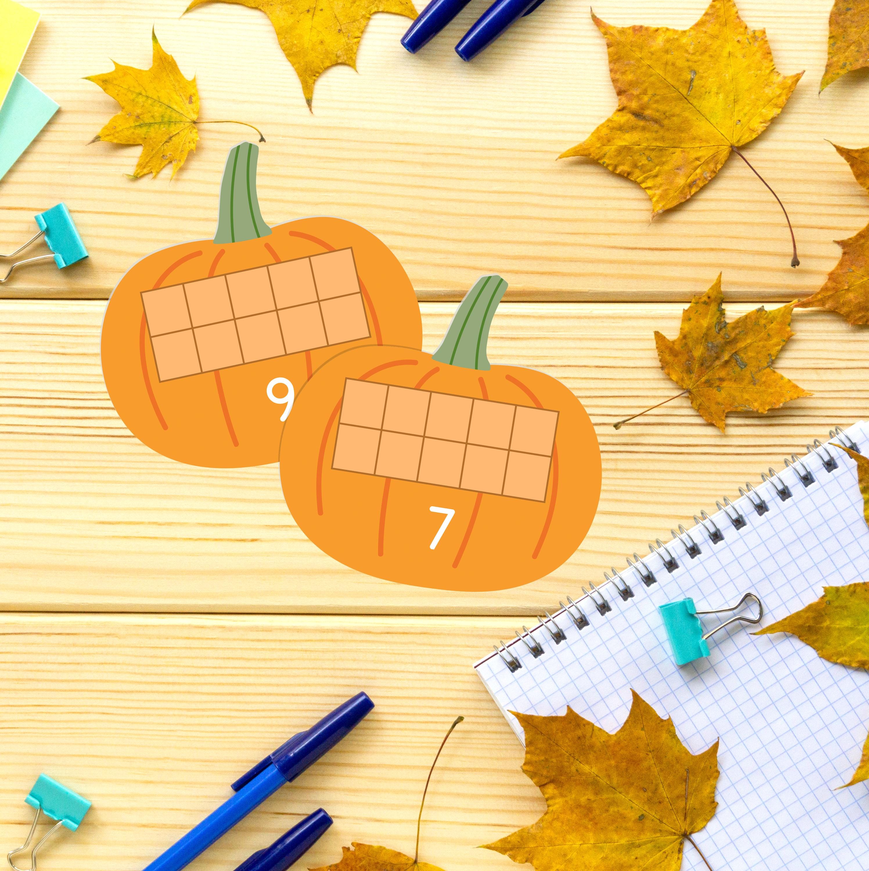 Fall Pumpkin Ten Frames - Number Mats - Playdough Mats - Autumn ...