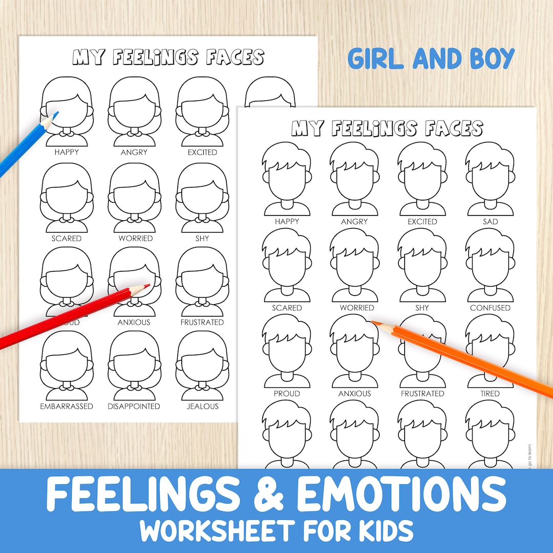 Feelings & Emotions Worksheet, Drawing Activity, Educational Printable ...