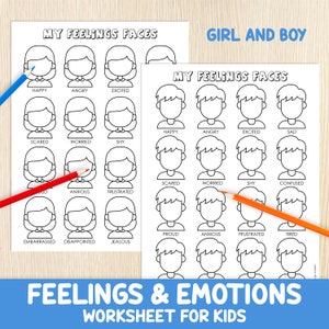 Feelings & Emotions Worksheet, Drawing Activity, Educational Printable ...