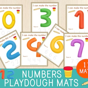 Numbers Playdough Mats - Preschool, Kindergarten Game - Math Activity ...