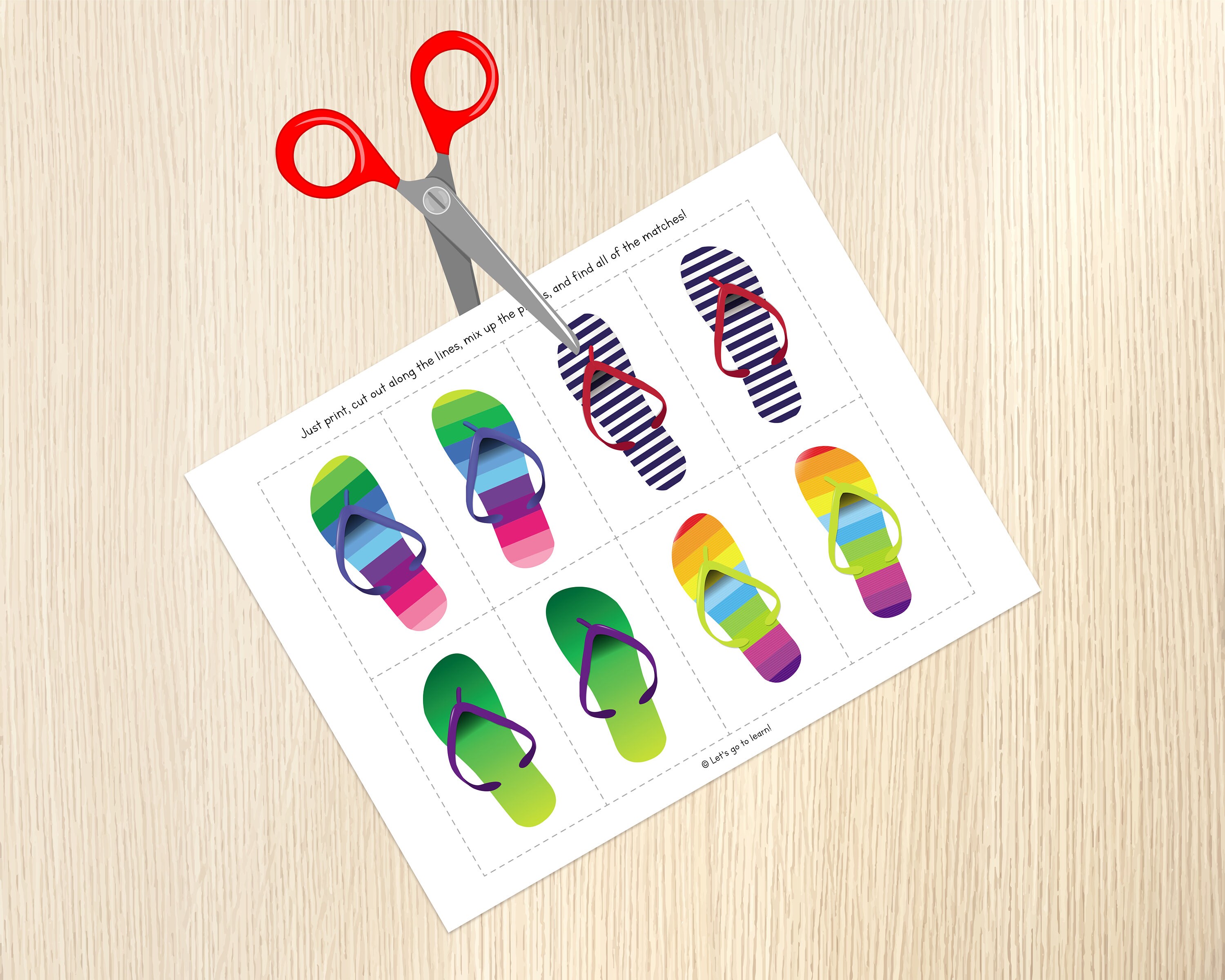 Summer Matching Game, Flip-flops Matching Activity, Toddler & Preschool ...