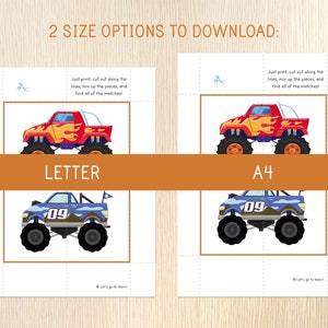 Monster Trucks Matching Activity, 26 Puzzles, Symmetry, Kids Puzzles ...