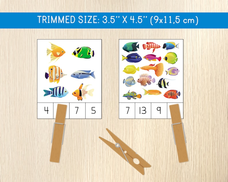 Count & Clip Cards - Fish Counting Activity - Toddler, Preschool ...