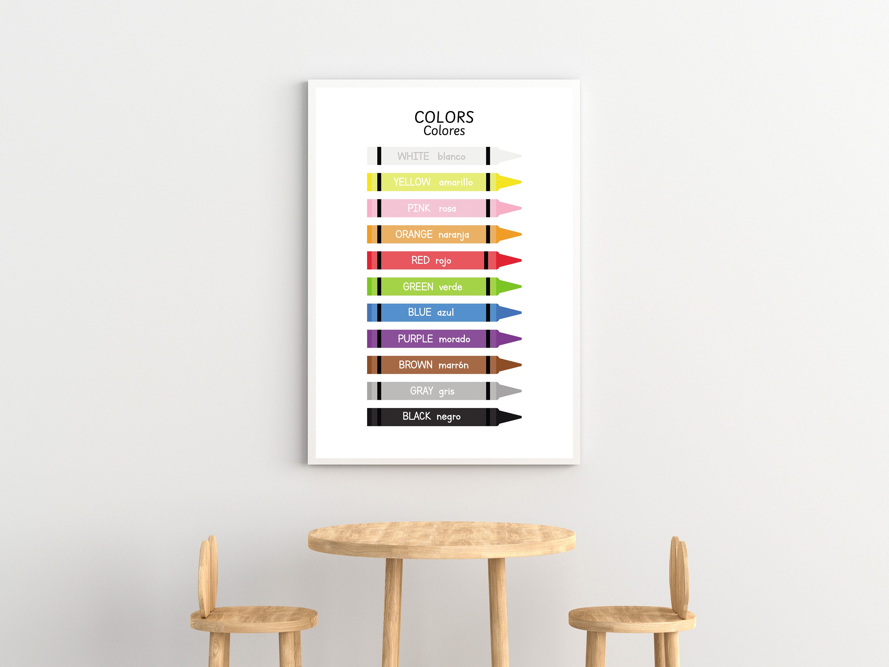 Colors Poster in English & Spanish, Bilingual Printable Poster ...