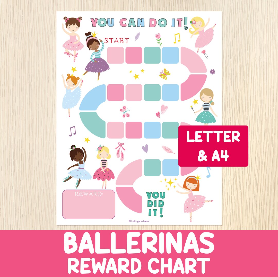 Ballerina Reward Chart, Sticker Chart, Toddler, Preschool, Kindness ...