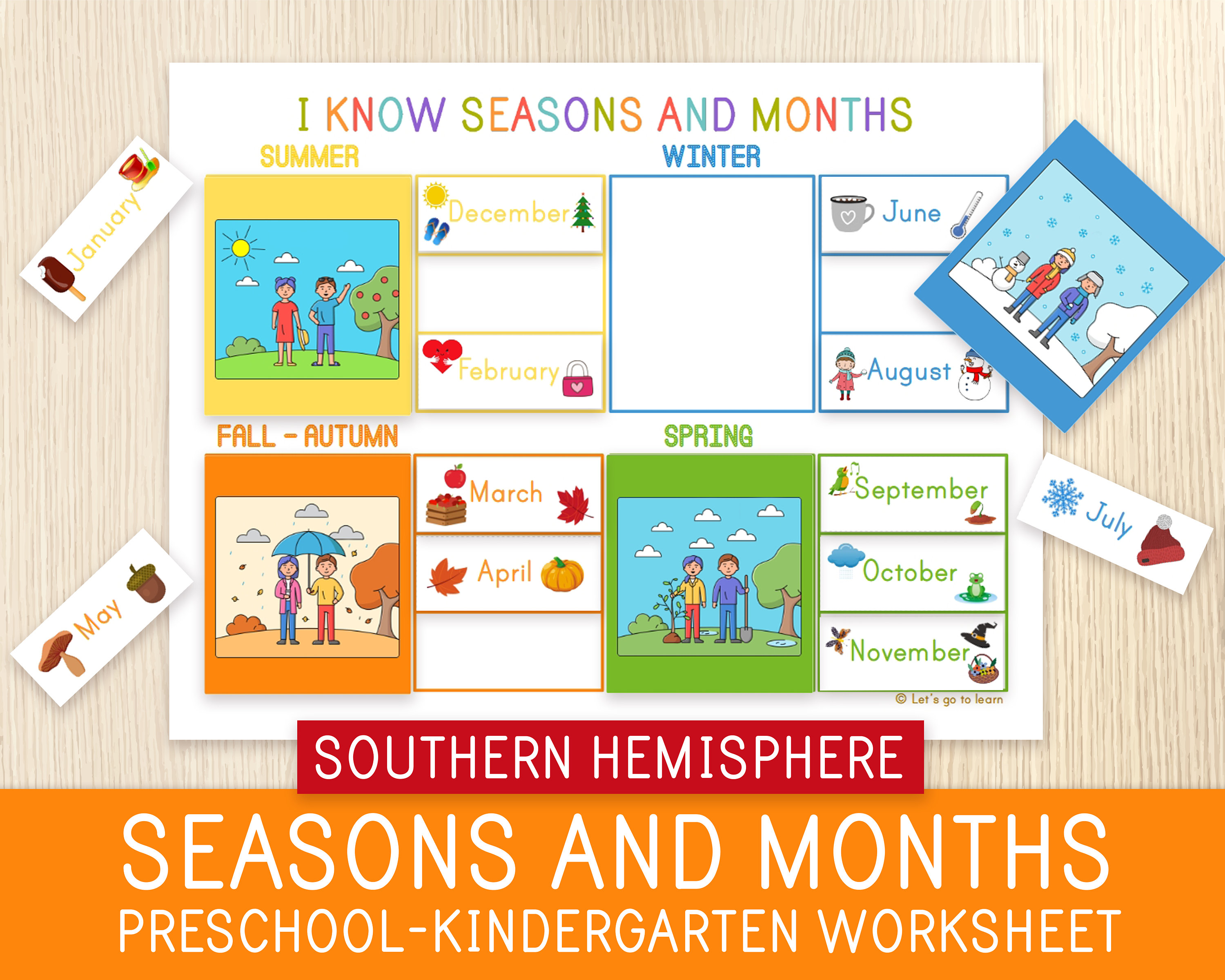 Months of the Year and Seasons SOUTHERN HEMISPHERE - Etsy Australia