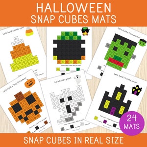 Halloween Snap Cubes Mats, Connecting Cubes Task Cards, Preschool ...