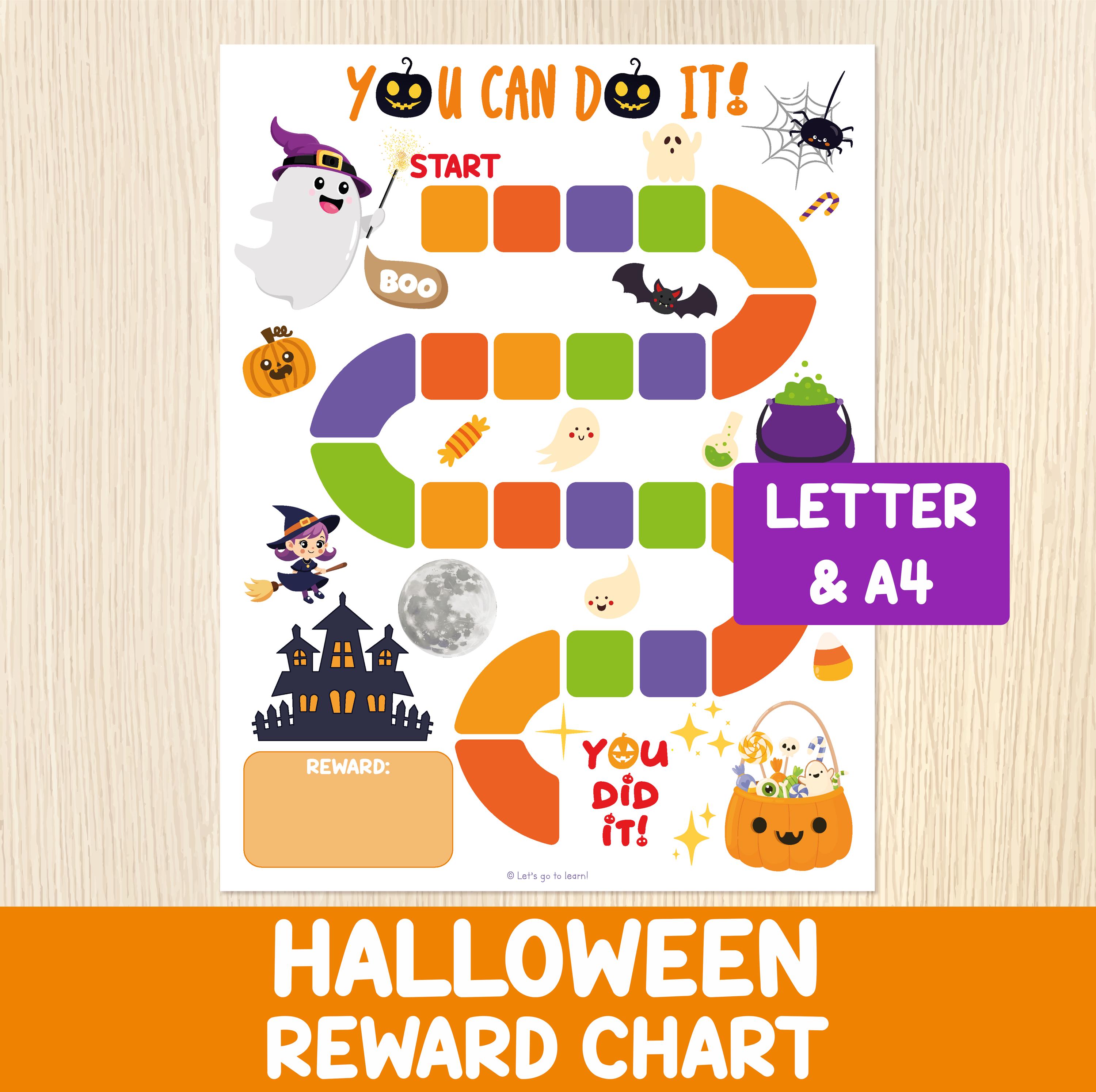 Halloween Reward Chart - Cute Sticker Chart - Toddler, Preschool Kids ...