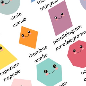 Shapes Poster in English & Spanish - Printable Educational Chart ...