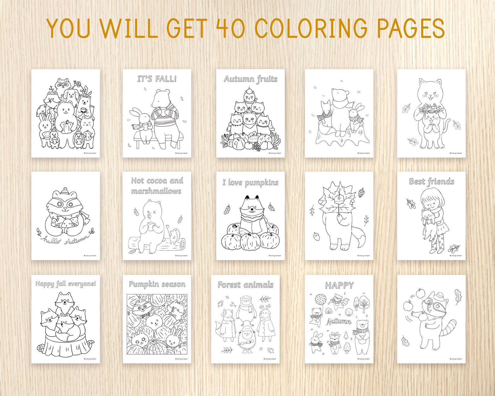 Fall Coloring Pages, 40 Sheets, Autumn Activity for Kids, Fall Party ...