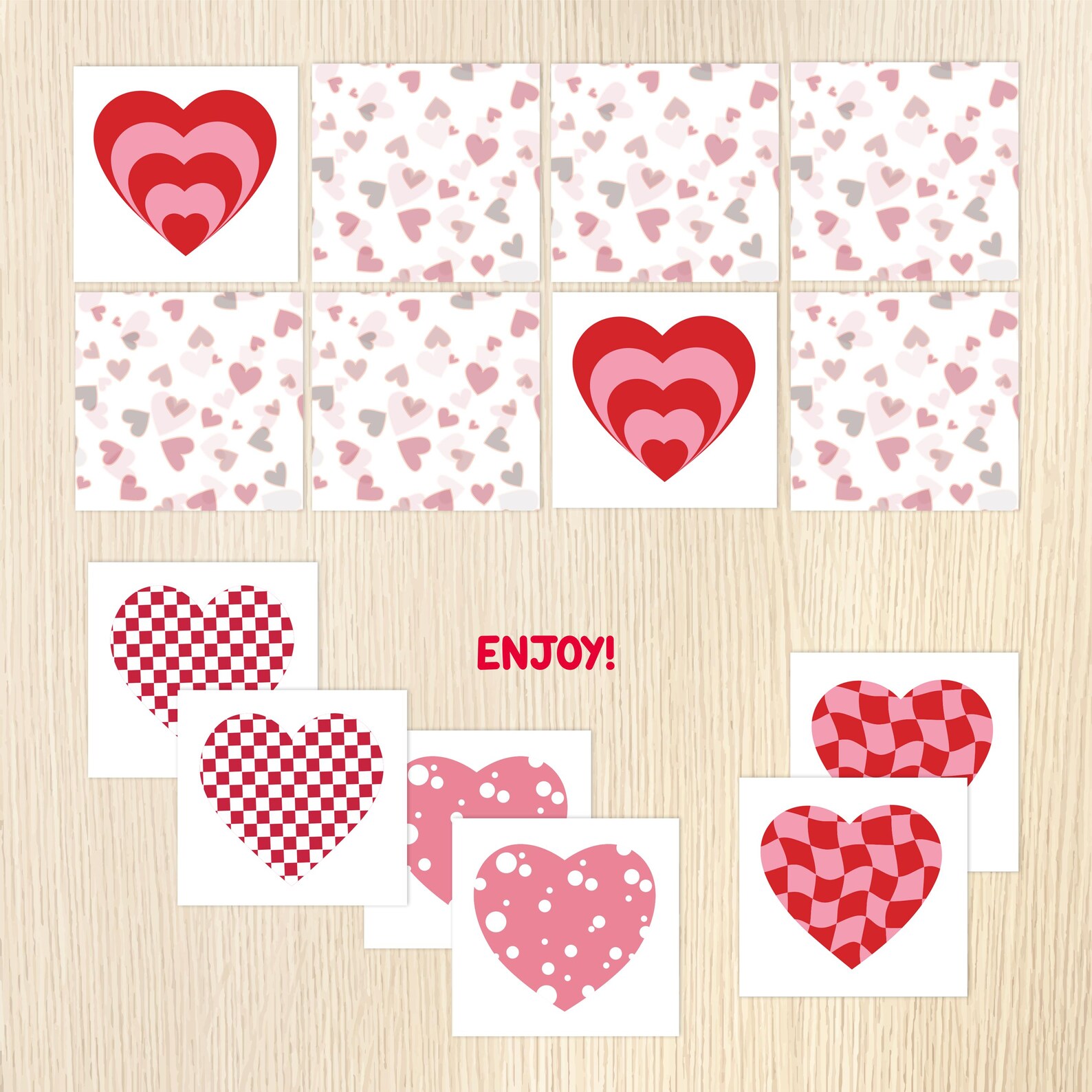 Valentine's Day Hearts Memory Game for Kids - Fun Printable Matching ...