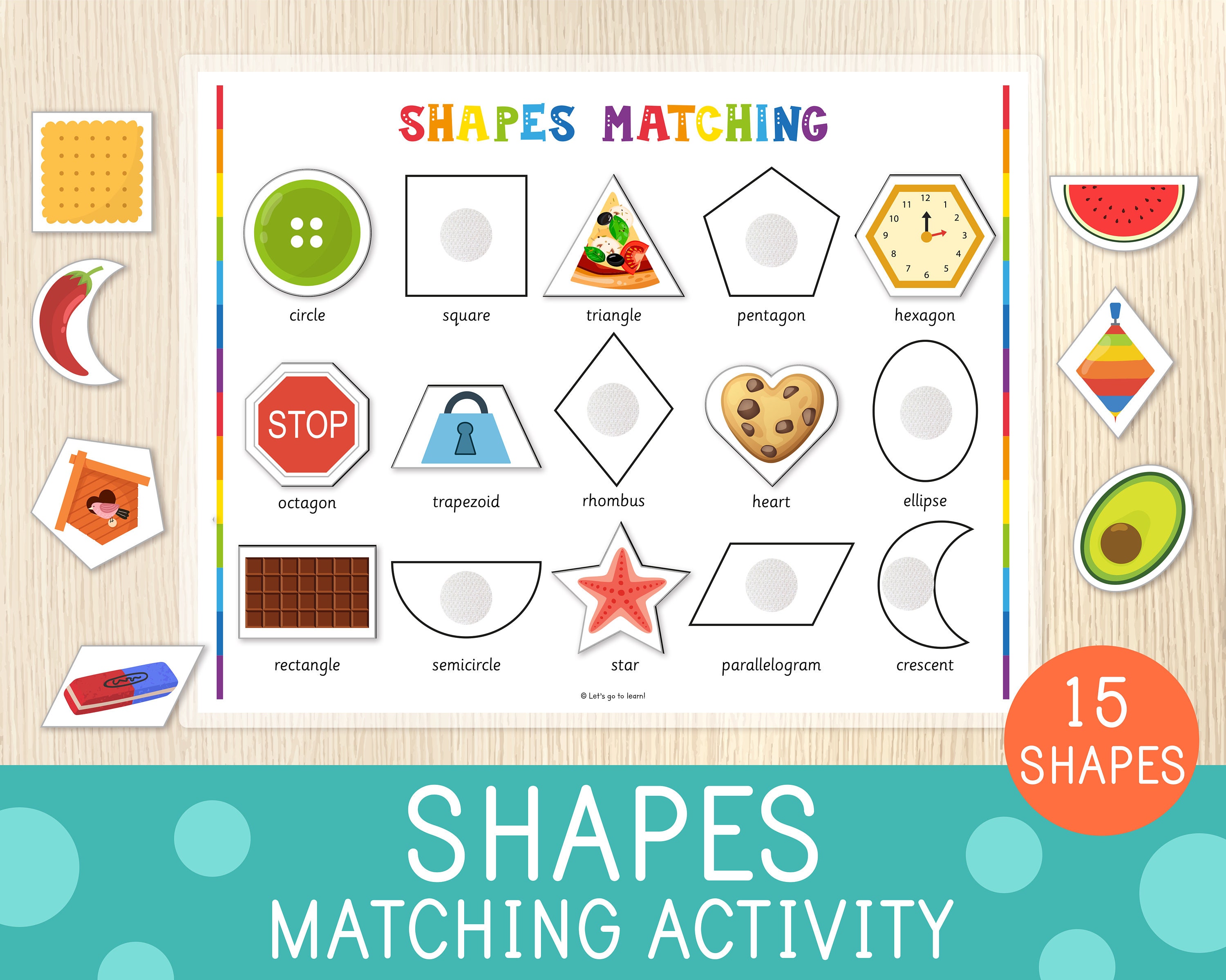 Shapes Matching Activity, Matching Game for Kids, Math Worksheet ...
