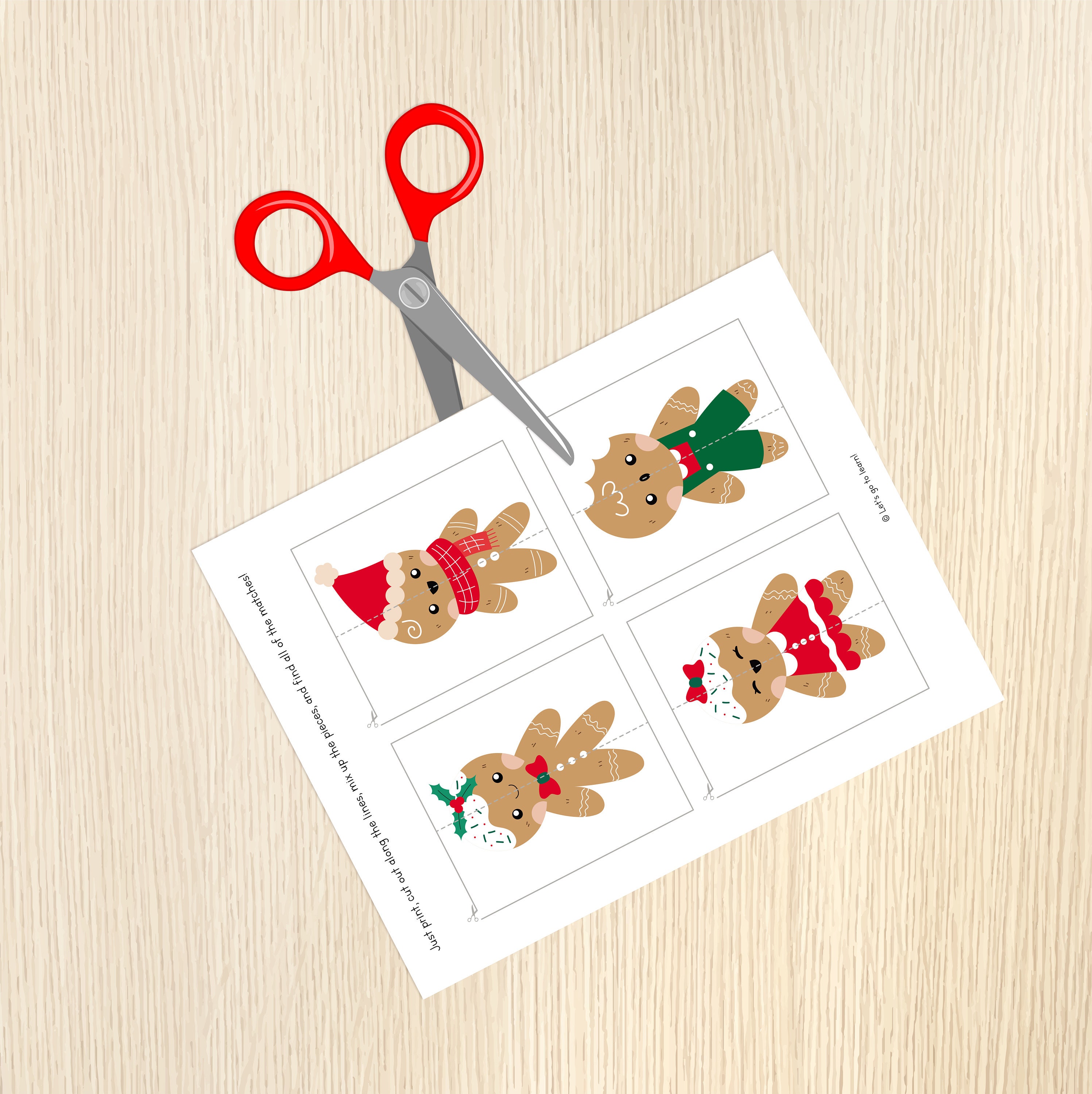 Christmas Matching Game, Gingerbread Man Puzzles, Xmas Activity for ...