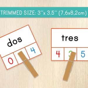 Spanish Number Words Clip Cards, Numbers 0-20, Preschool, Kindergarten ...