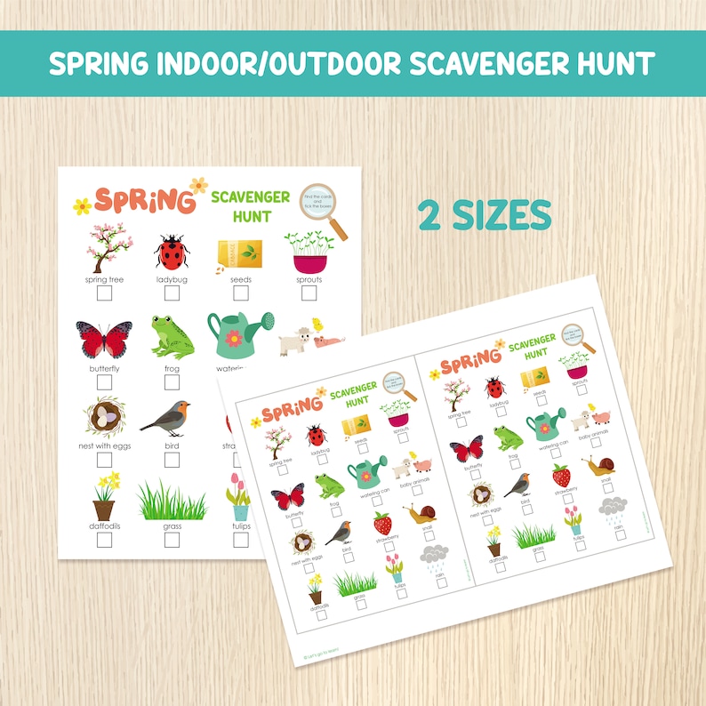 Spring Scavenger Hunt - Indoor Outdoor Treasure Hunt With Cards to Hide ...