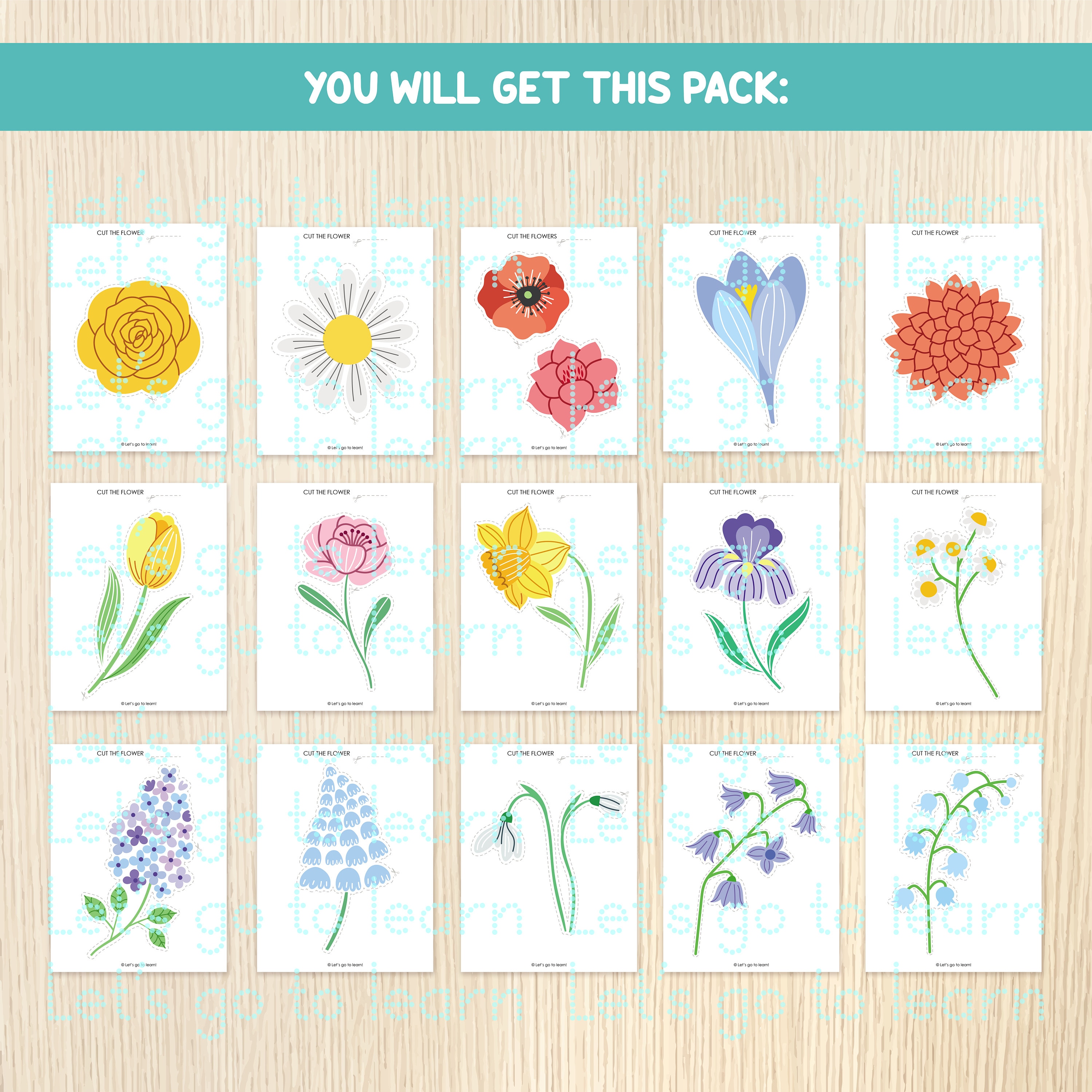 Flowers Cutting Practice Worksheets, Spring Activity, Preschool ...
