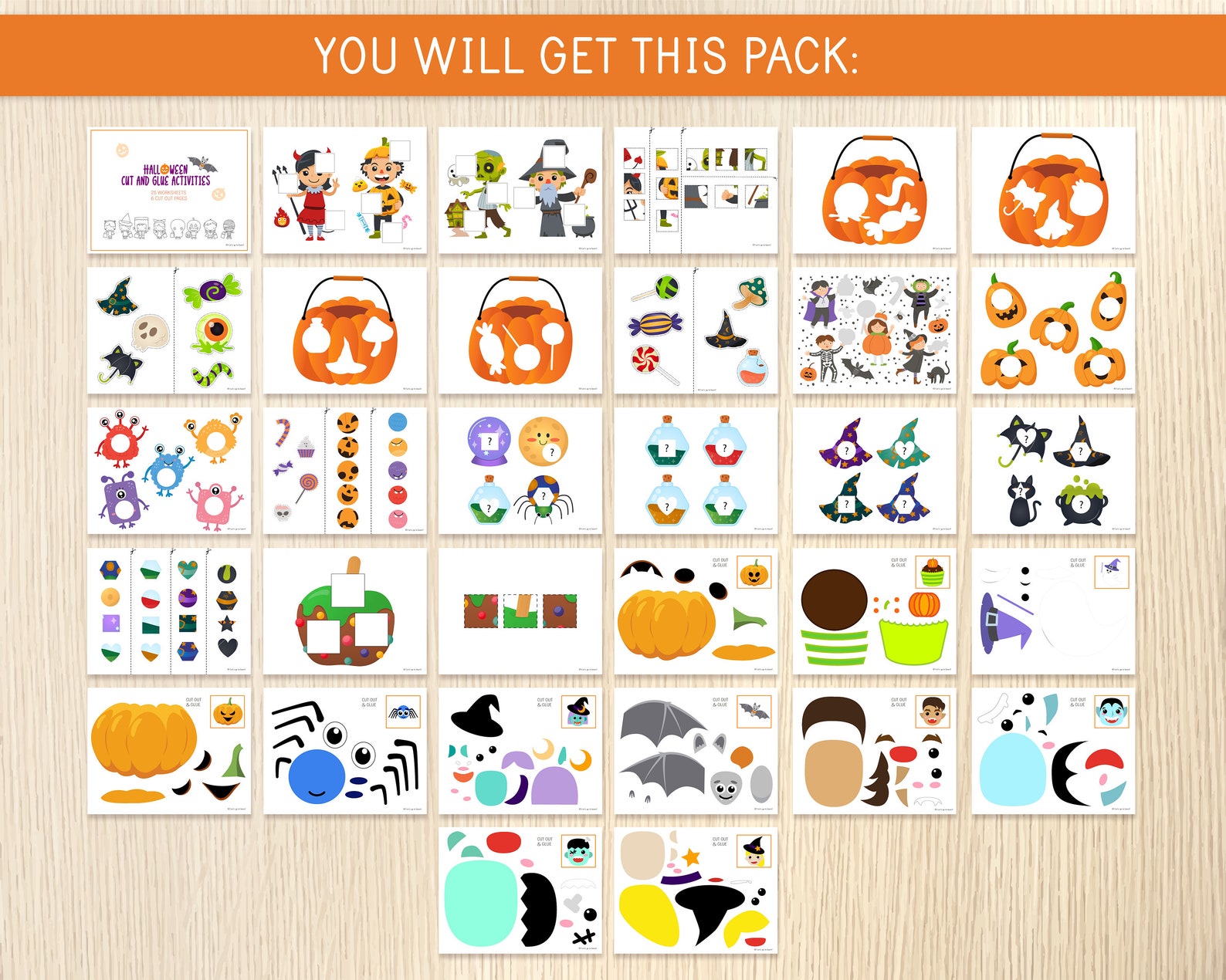 Halloween Cut & Glue Activities - Cutting Practice Games - Preschool ...
