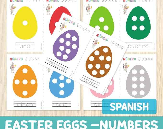 Easter Eggs Do a Dot, Numbers in SPANISH, Counting, Tracing Activity ...