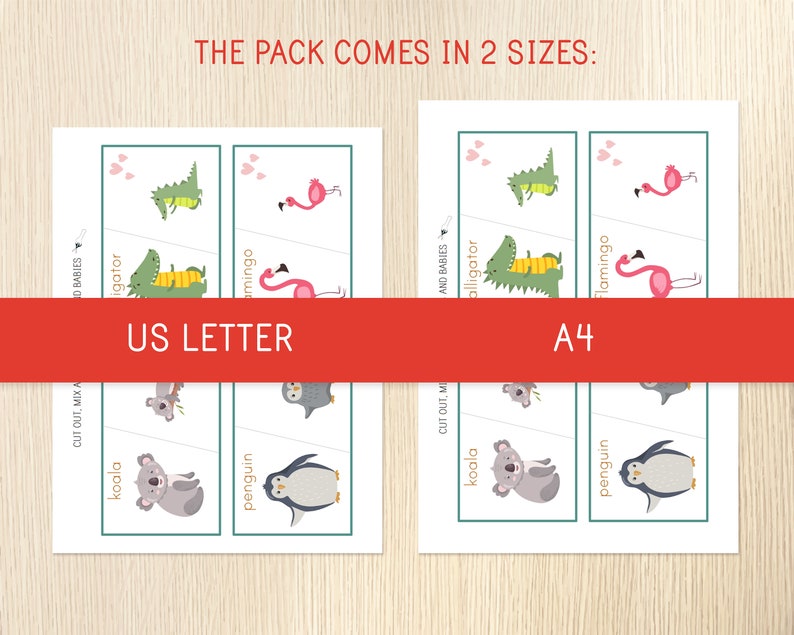 Mother & Baby Animals Matching Games 36 Puzzles Matching - Etsy