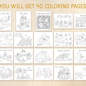 Fall Coloring Pages, 40 Sheets, Autumn Activity for Kids, Fall Party ...