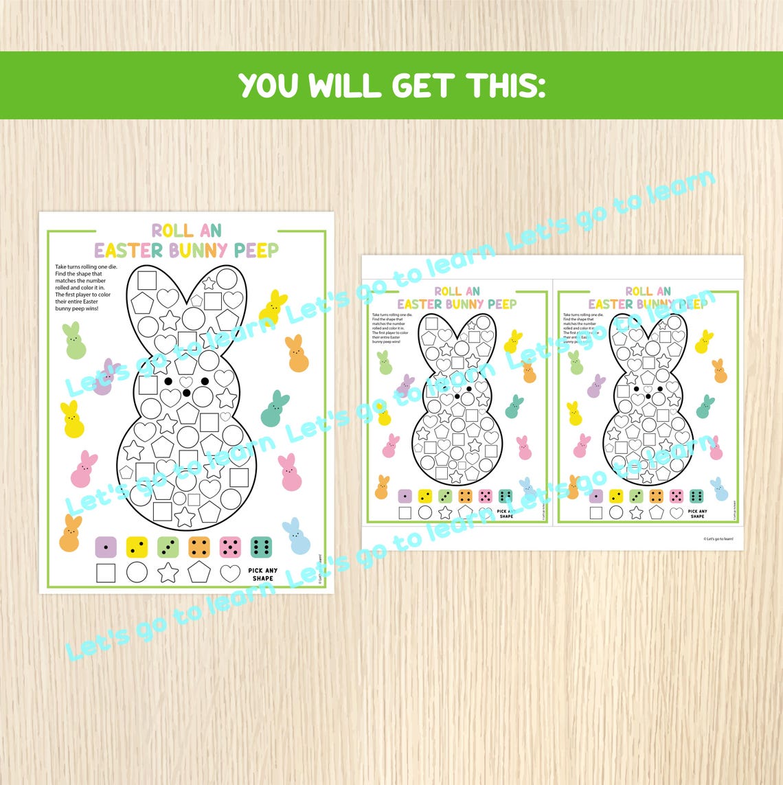 Easter Roll a Bunny Peep Game - Easter Party Activity - Number & Shape ...