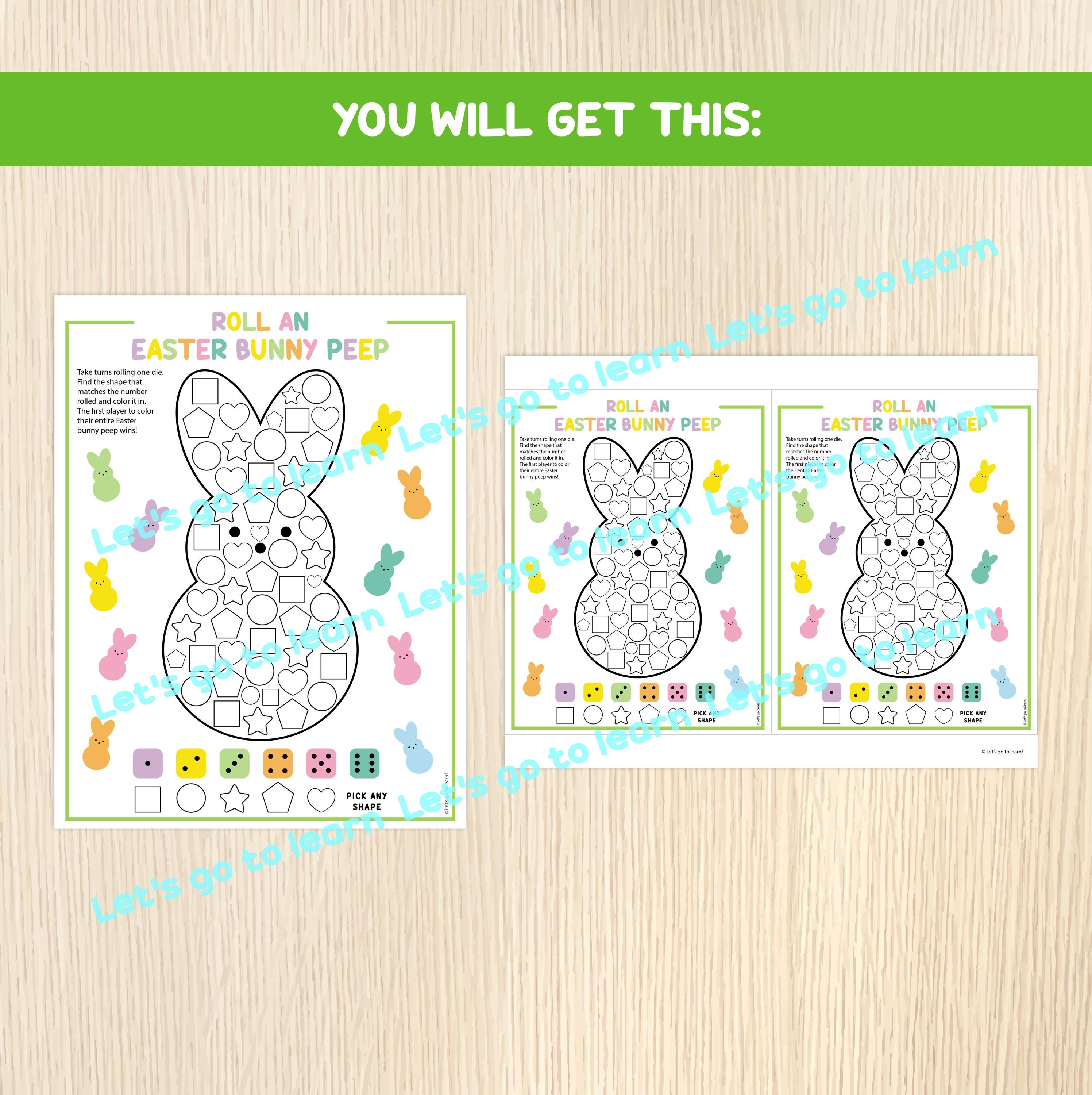 Easter Roll a Bunny Peep Game - Easter Party Activity - Number & Shape ...