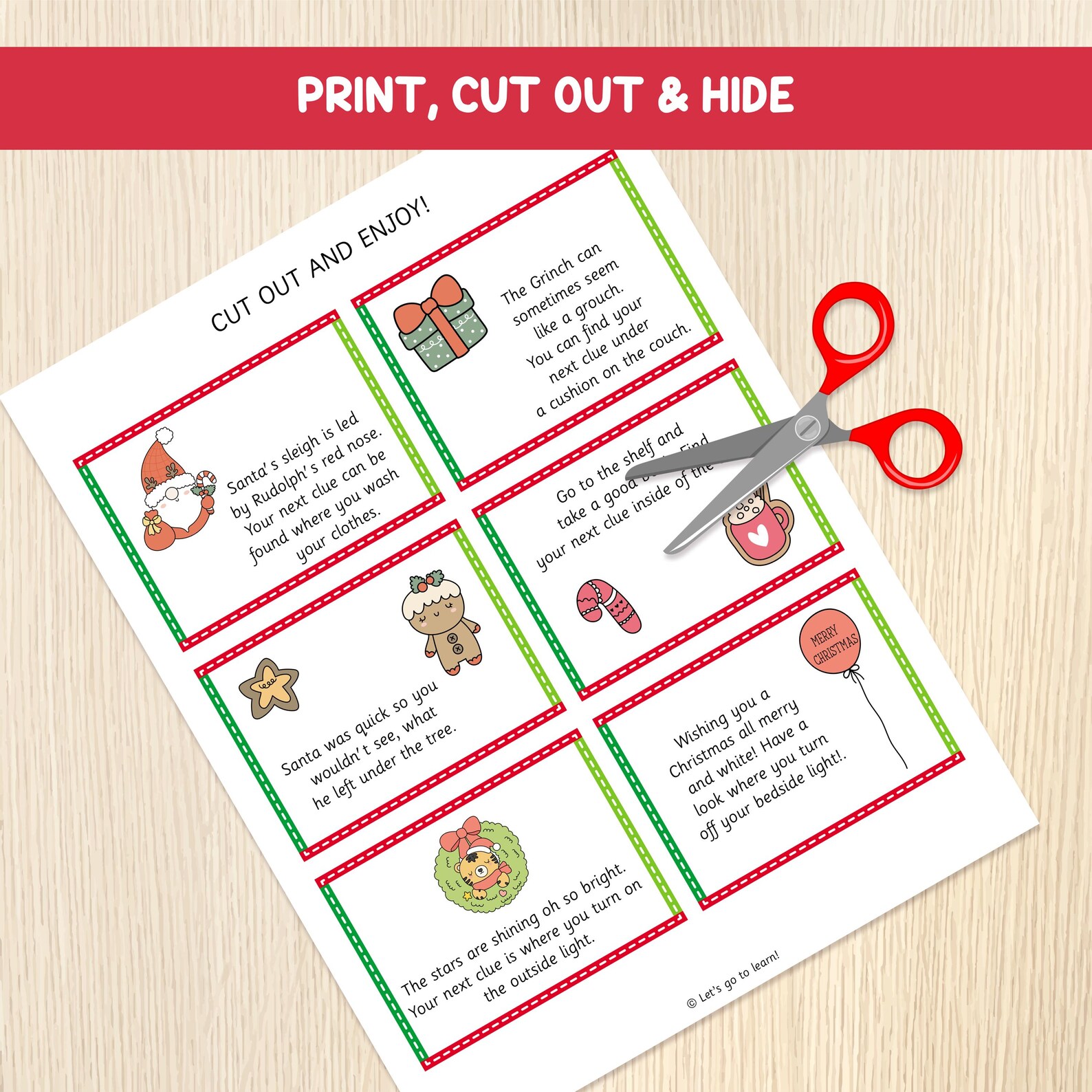 Christmas Scavenger Hunt for Kids - Indoor Christmas Treasure Hunt - 60 ...
