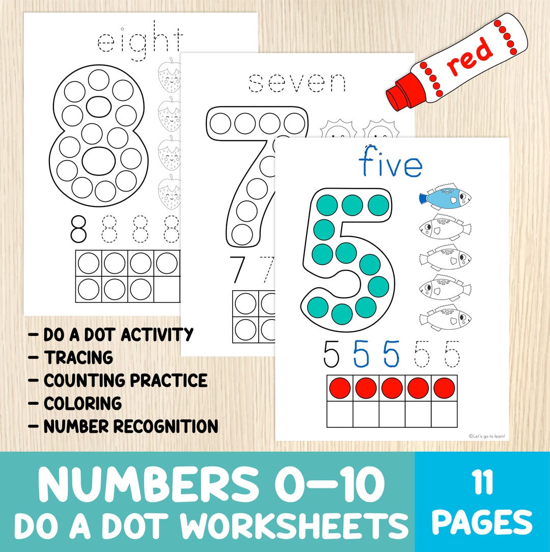 Number Do a Dot Worksheets - Numbers 0-10 Recognition - Dot Markers ...