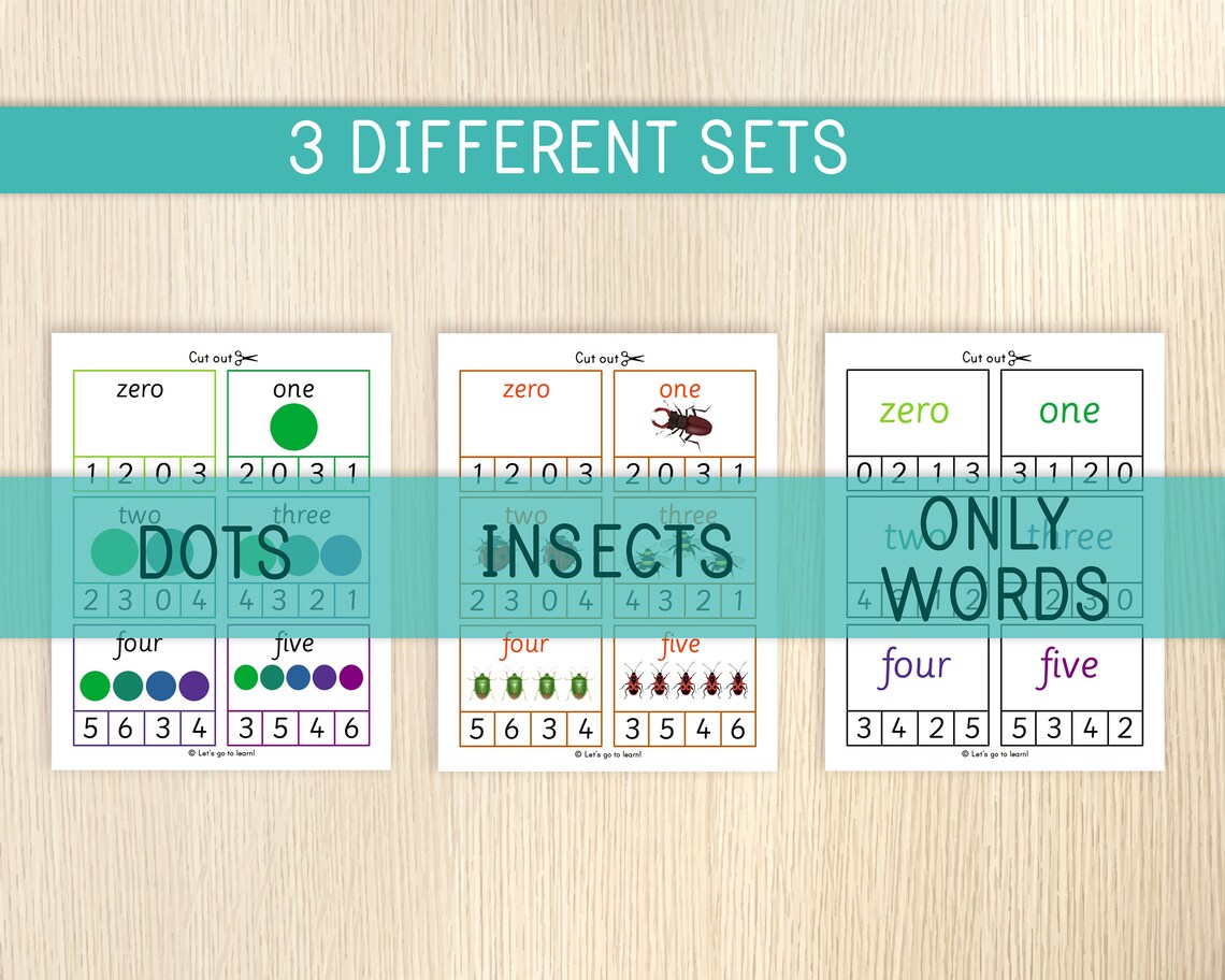 Number Words Clip Cards Count and Clip Cards Flashcards - Etsy