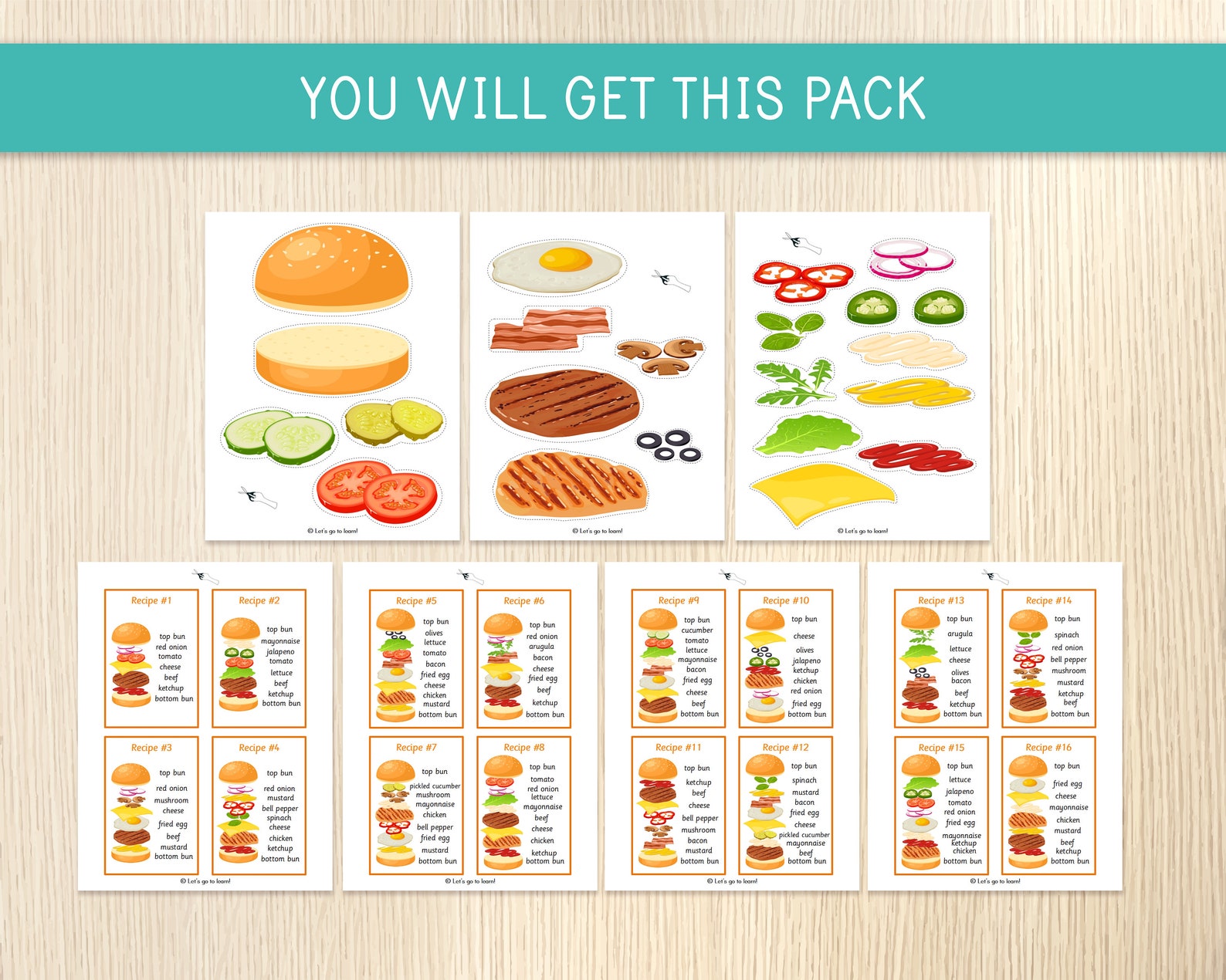 Build a Burger Game Pretend Play Toddler Preschool | Etsy