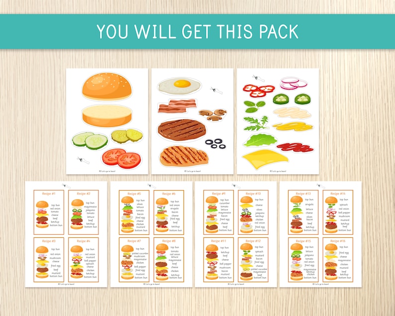 Build a Burger Game Pretend Play Toddler Preschool | Etsy