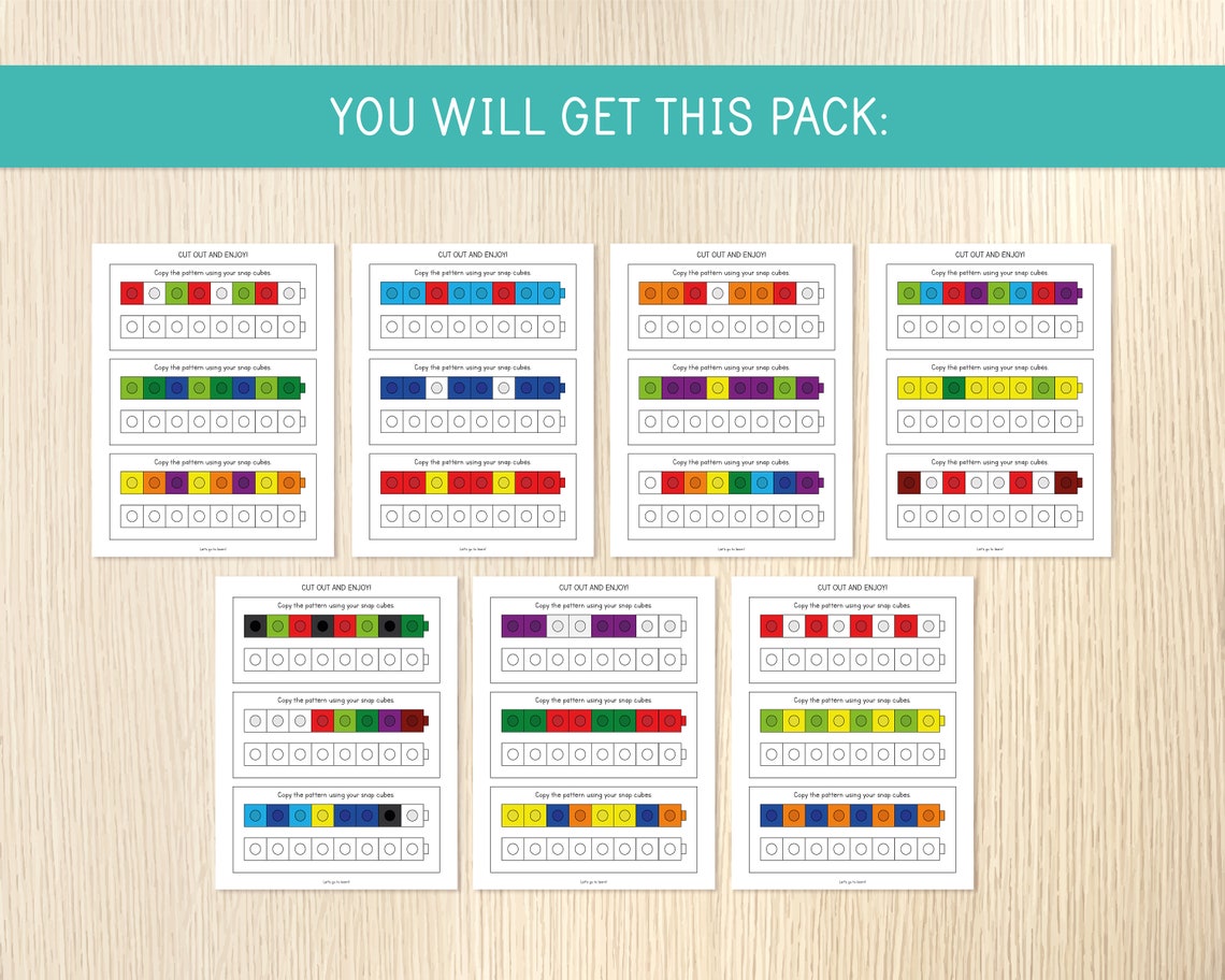 Patterns With Snap Cubes Pattern Copy Cards Counting or - Etsy