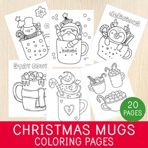Christmas Mugs Coloring Pages, Xmas Coloring Sheets, Holidays Activity ...