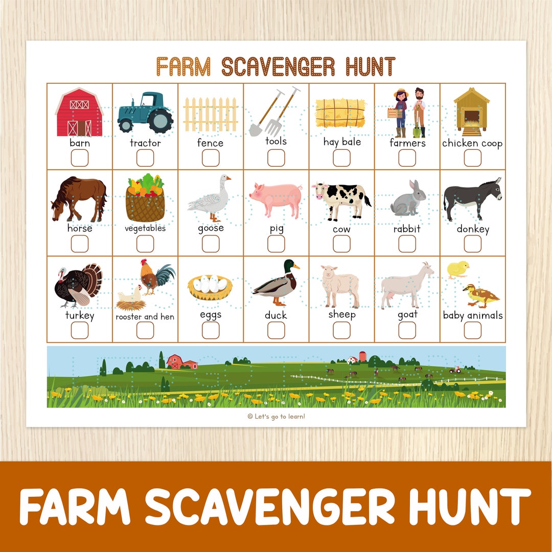 Farm Scavenger Hunt, Treasure Hunt, Farm Theme Birthday Party Favor ...