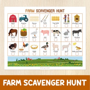 Farm Scavenger Hunt, Treasure Hunt, Farm Theme Birthday Party Favor ...