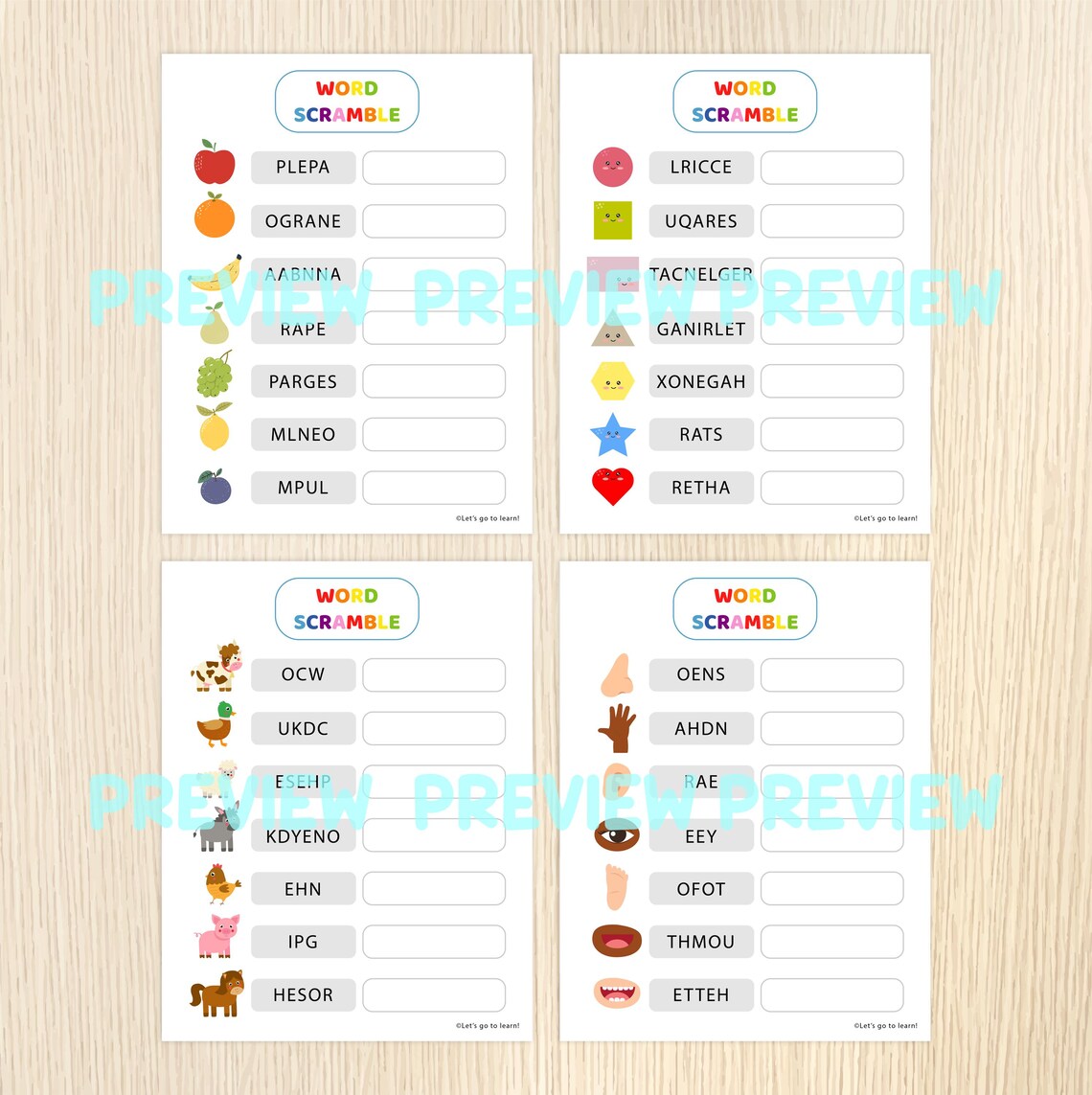 Word Scramble Worksheets Bundle – Kids Word Scramble Games – Vocabulary ...