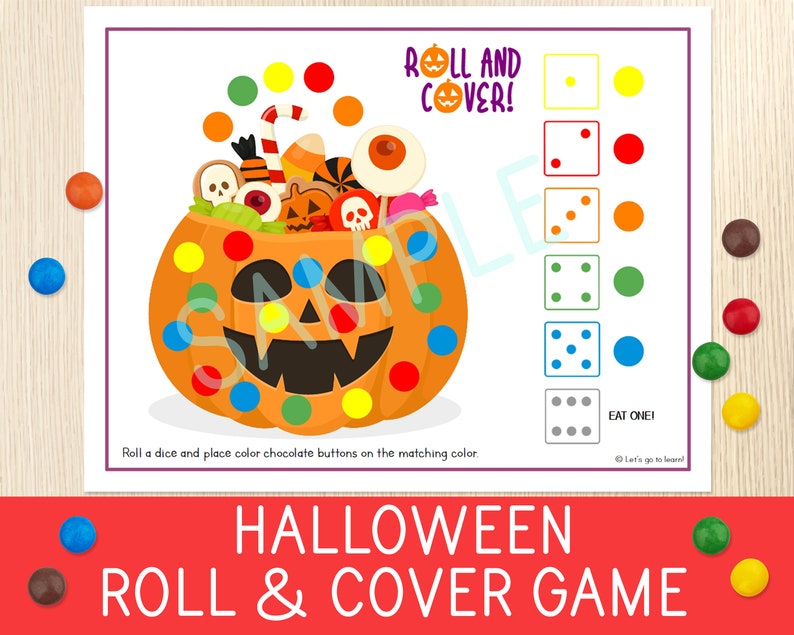 Halloween Roll & Cover Game Jack-o'lantern Candy Dice - Etsy