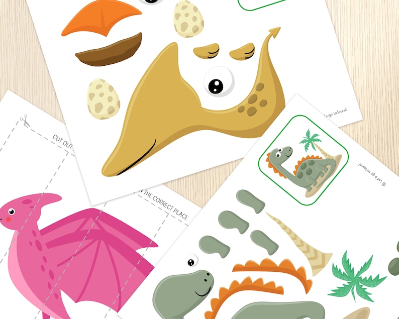 Dinosaurs Cut and Glue Activities Preschool Kindergarten - Etsy México