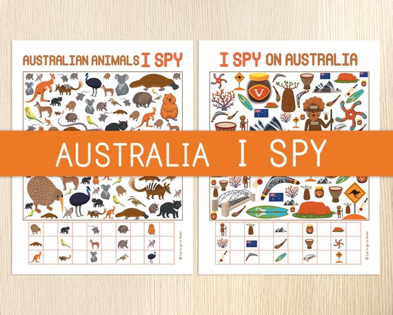 Australia I Spy Printable Games Australian Animals Party - Etsy