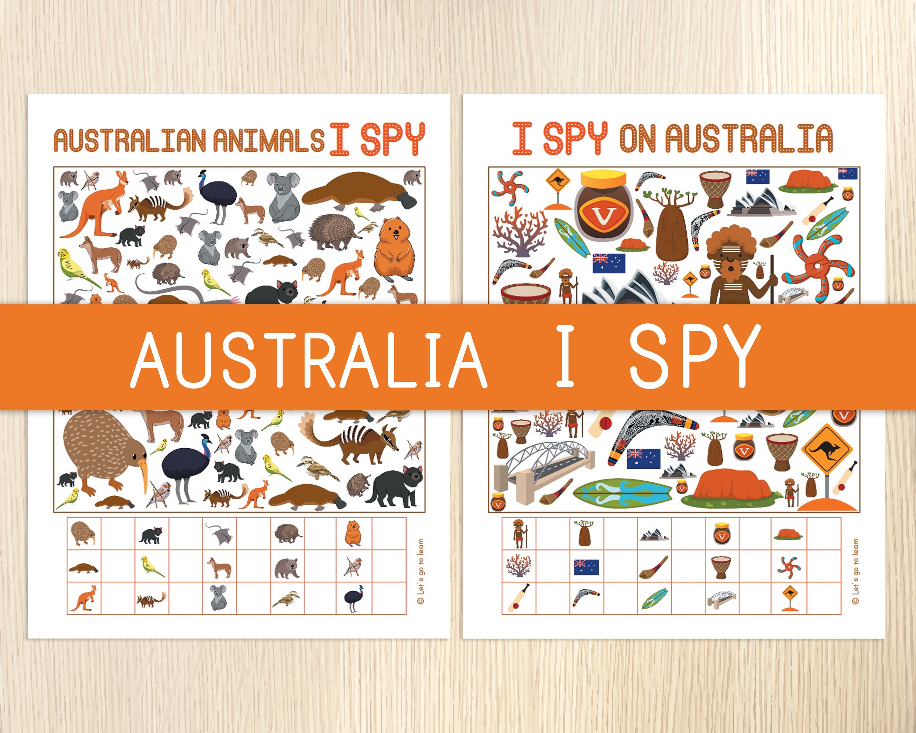 Australia I Spy Printable Games Australian Animals Party - Etsy Australia
