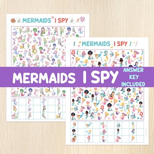 Mermaids I Spy Games, Look & Find, Counting Activity, Birthday Party ...