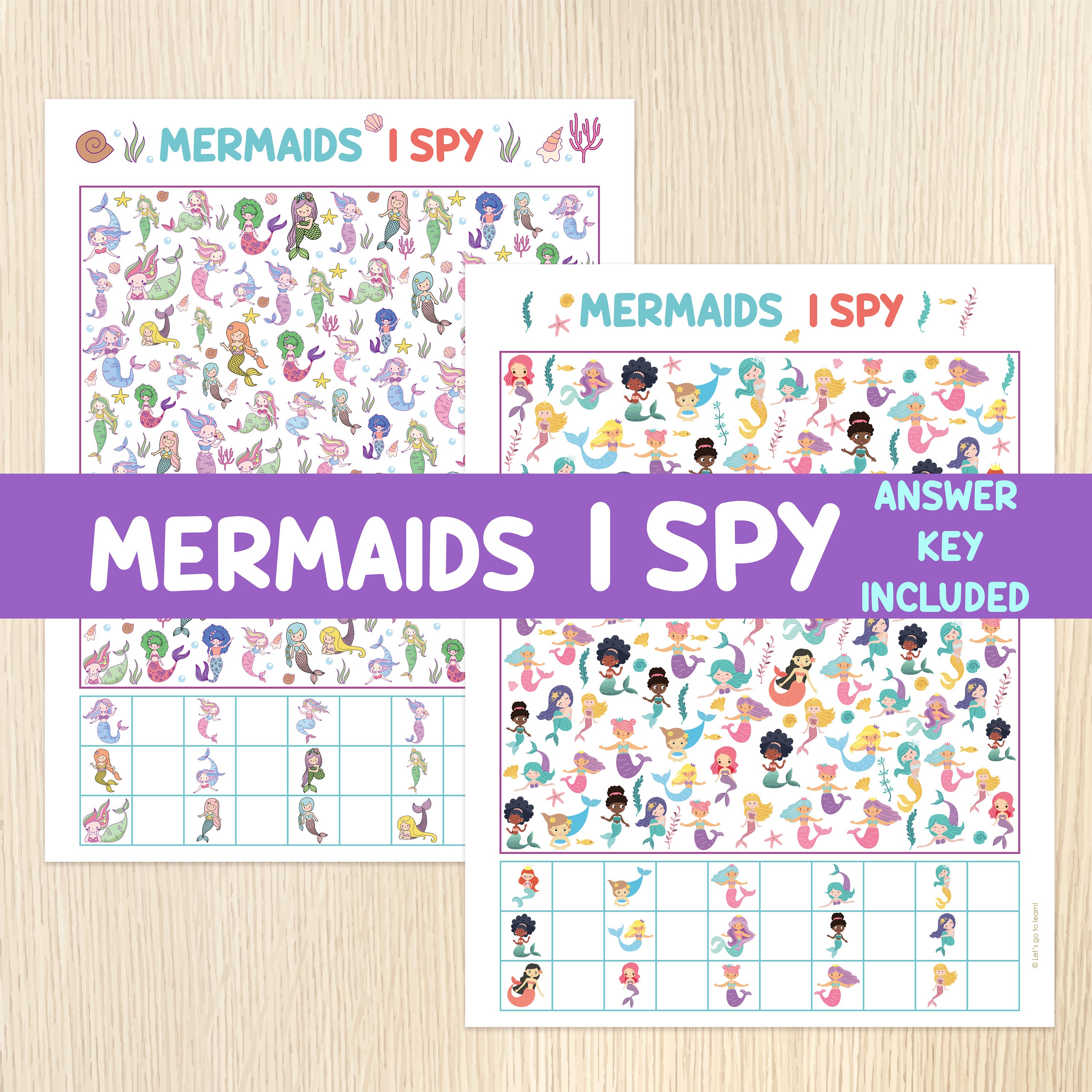 Mermaids I Spy Games, Look & Find, Counting Activity, Birthday Party ...