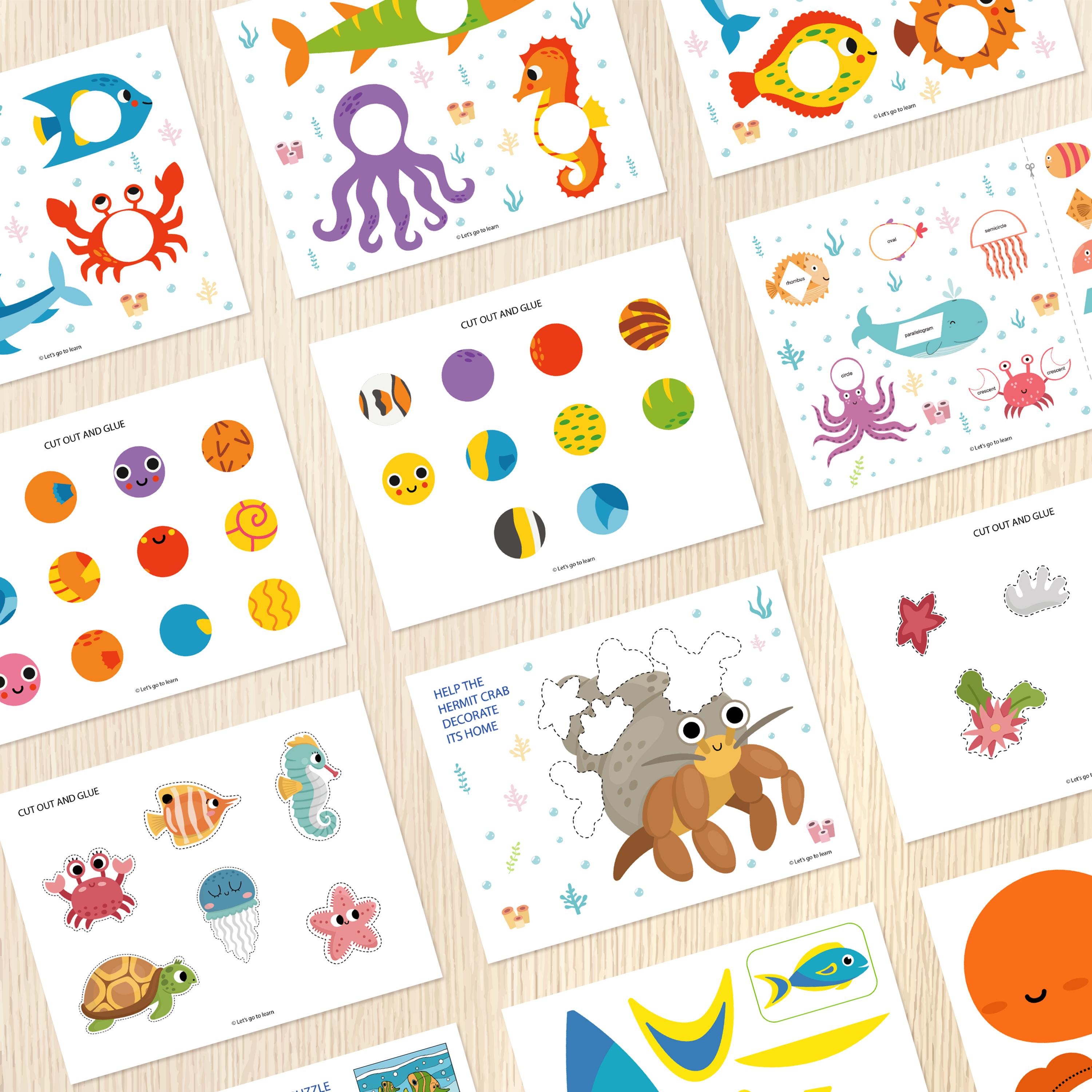 Sea Animals Cut & Glue Worksheets - Ocean Themed Craft Activities ...