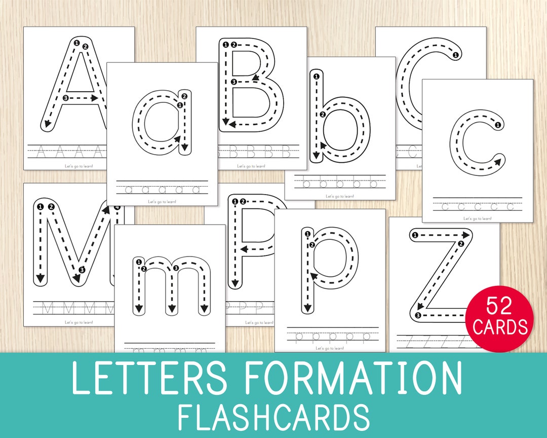 Letters Formation Flashcards, Alphabet Tracing Practice, Preschool ...