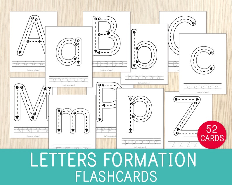 Letters Formation Flashcards Alphabet Tracing Practice - Etsy